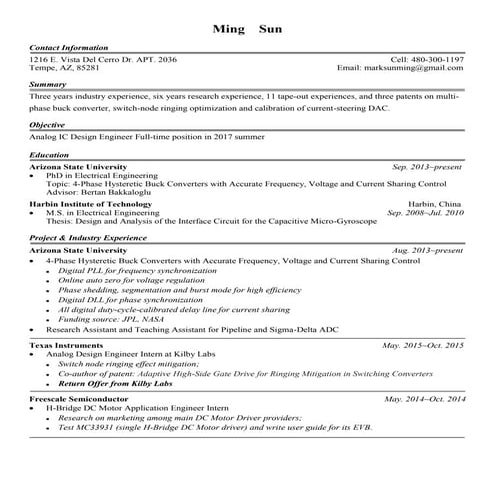 Ming's CV | PDF