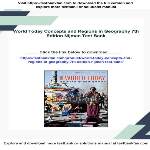World Today Concepts and Regions in Geography 7th Edition Nijman Test ...