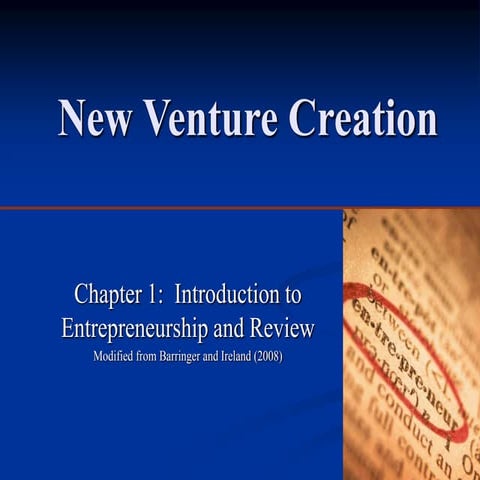 New Venture Creation Ch 1 | PPT