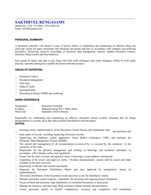 Document Controller Resume | DOC