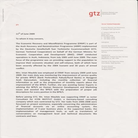 Ref Letter-GTZ | PDF