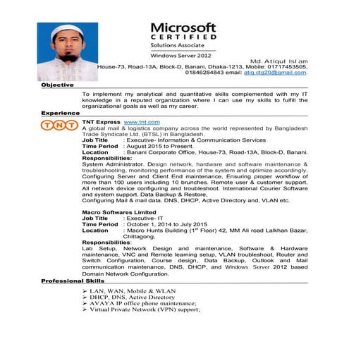 Resume of Md. Atiqul Islam | PDF