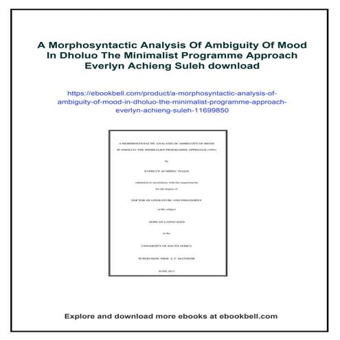 A Morphosyntactic Analysis Of Ambiguity Of Mood In Dholuo The ...