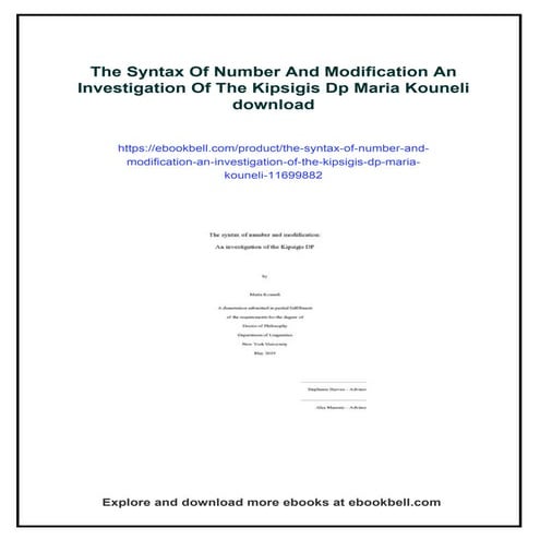 The Syntax Of Number And Modification An Investigation Of The Kipsigis ...