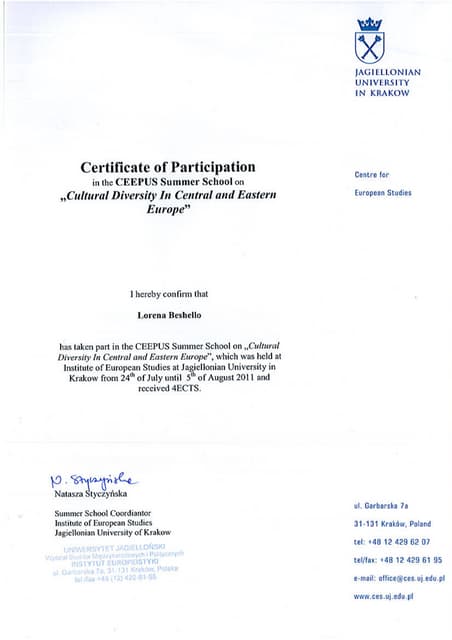 BalkanYouthLink Certification | PDF