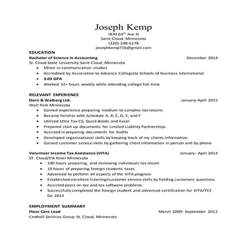 Joseph Kemp Resume | DOCX