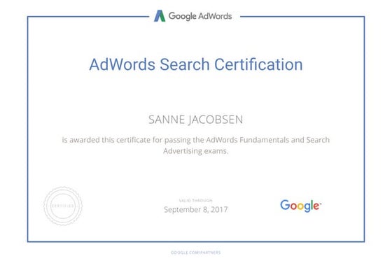 Certificate of Google Partner University - Google Enterprise training ...