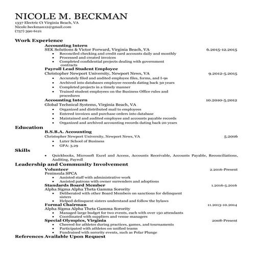 Nicole Beckman Resume | PDF | Non-Profit Organizations | Industries