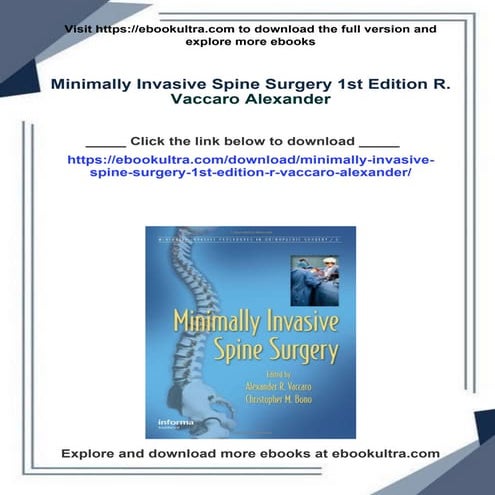 Minimally Invasive Spine Surgery 1st Edition R. Vaccaro Alexander | PDF