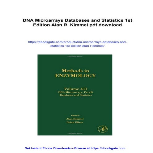 DNA Microarrays Databases and Statistics 1st Edition Alan R. Kimmel | PDF
