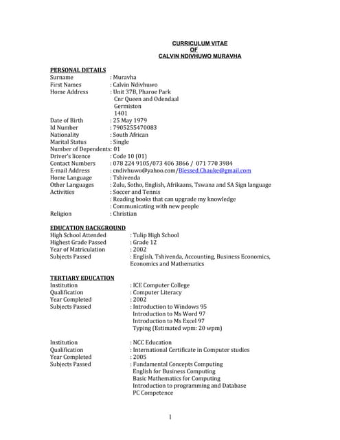 Masego Lekoko Resume | PDF