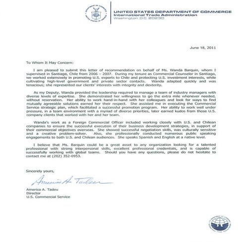 Recommendation letter SCO Chile | PDF