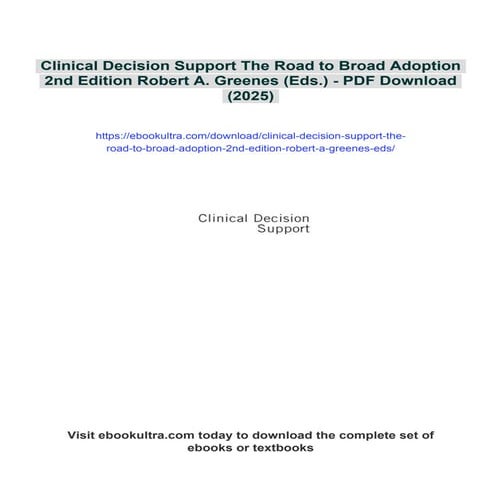 Clinical Decision Support The Road to Broad Adoption 2nd Edition Robert ...