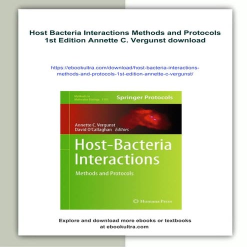 Host Bacteria Interactions Methods and Protocols 1st Edition Annette C. Vergunst | PDF
