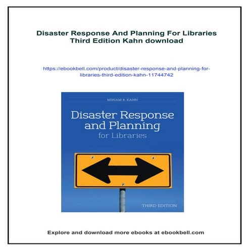 Disaster Response And Planning For Libraries Third Edition Kahn | PDF