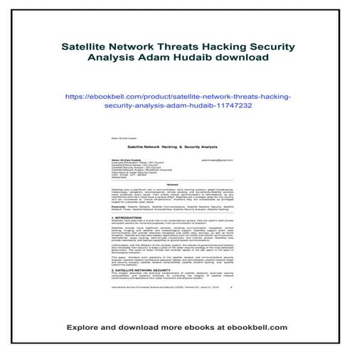 Satellite Network Threats Hacking Security Analysis Adam Hudaib | PDF