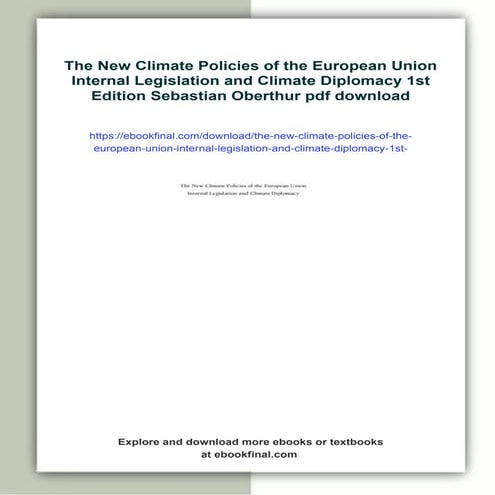The New Climate Policies of the European Union Internal Legislation and ...