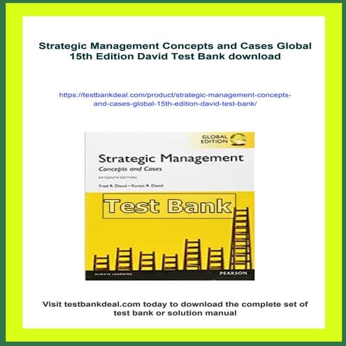 Strategic Management Concepts and Cases Global 15th Edition David Test ...