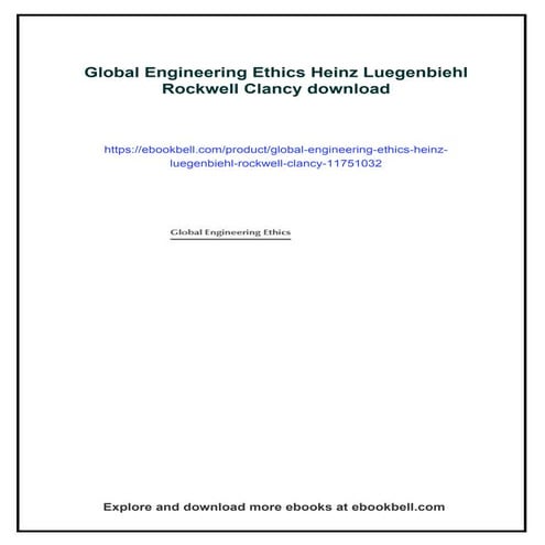 Global Engineering Ethics Heinz Luegenbiehl Rockwell Clancy | PDF