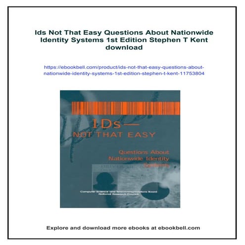 Ids Not That Easy Questions About Nationwide Identity Systems 1st ...