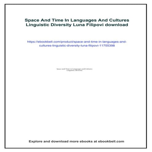 Space And Time In Languages And Cultures Linguistic Diversity Luna ...