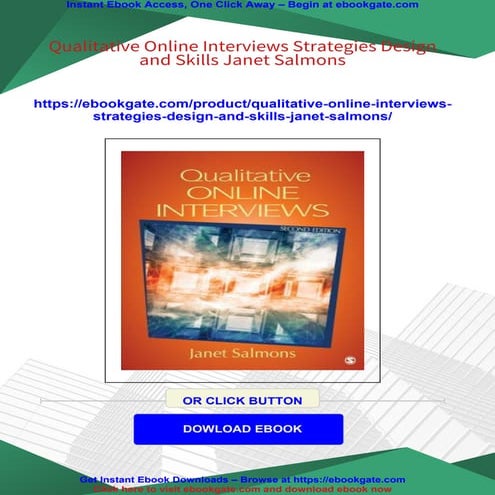 Qualitative Online Interviews Strategies Design and Skills Janet Salmons | PDF