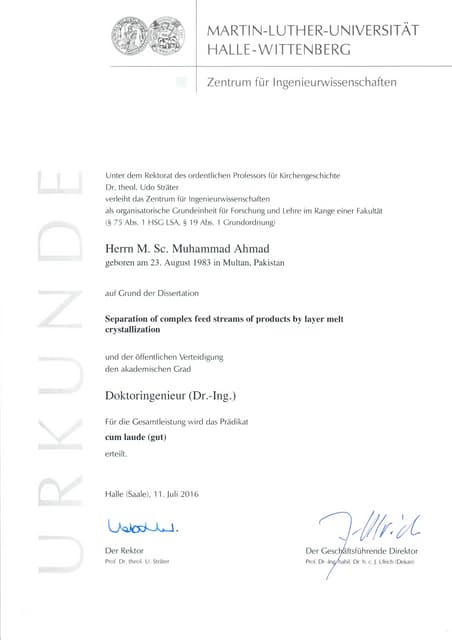 M.Sc Certificate | PDF