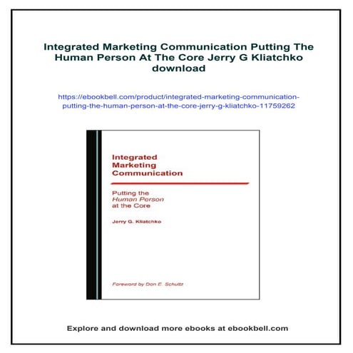 Integrated Marketing Communication Putting The Human Person At The Core Jerry G Kliatchko | PDF