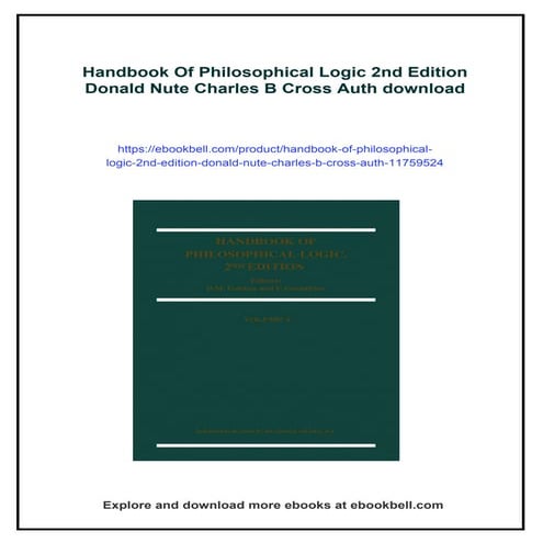 Handbook Of Philosophical Logic 2nd Edition Donald Nute Charles B Cross Auth | PDF