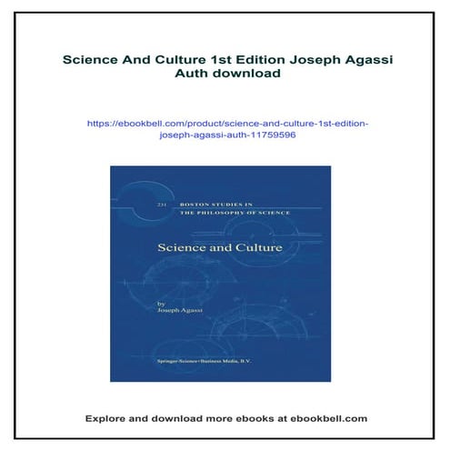 Science And Culture 1st Edition Joseph Agassi Auth | PDF
