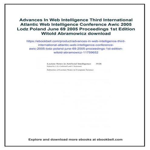 Advances In Web Intelligence Third International Atlantic Web ...