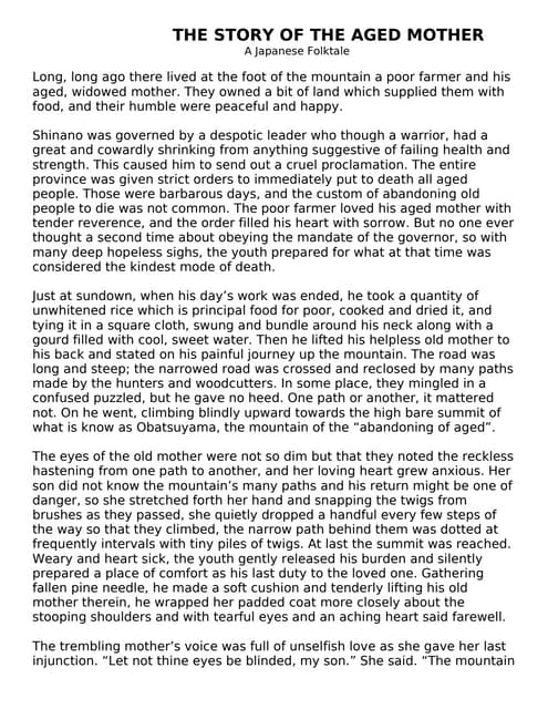 The story of the aged mother | PPTX