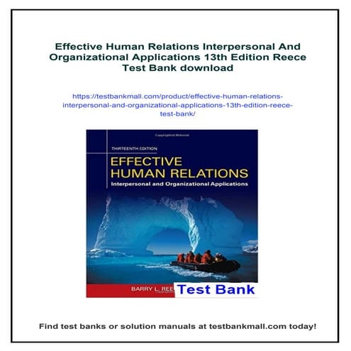 Effective Human Relations Interpersonal And Organizational Applications ...