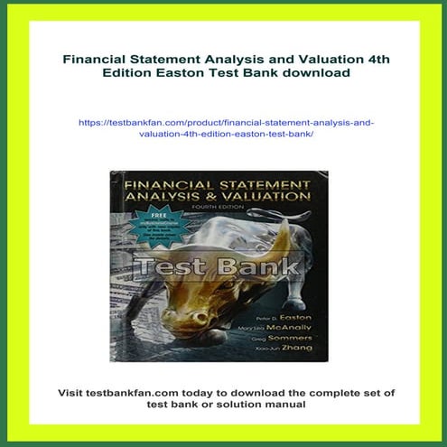 Financial Statement Analysis and Valuation 4th Edition Easton Test Bank ...