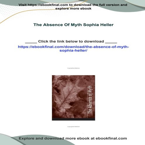 Get The Absence Of Myth Sophia Heller PDF ebook with Full Chapters Now | PDF