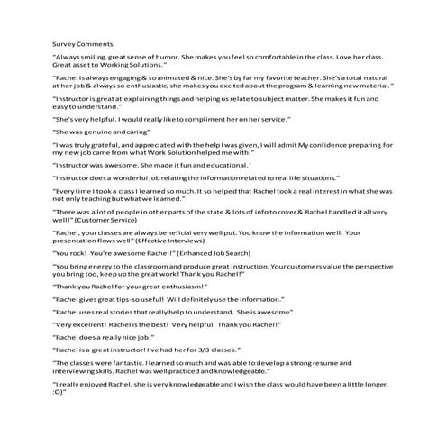 Survey Comments | PDF