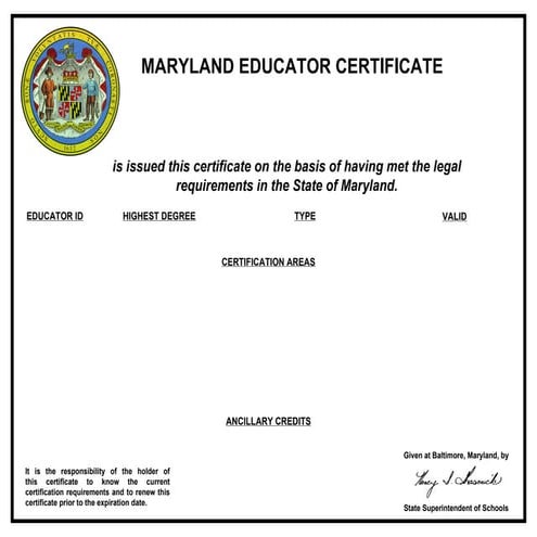 Maryland Teaching Certificate.pdf 2 | PDF
