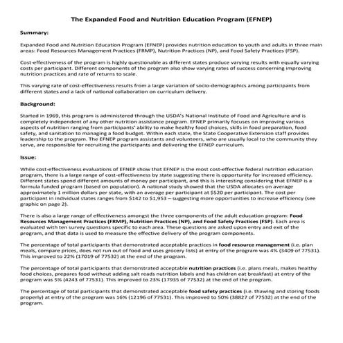The Expanded Food and Nutrition Education Program | PDF