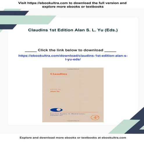 Claudins 1st Edition Alan S. L. Yu (Eds.) | PDF