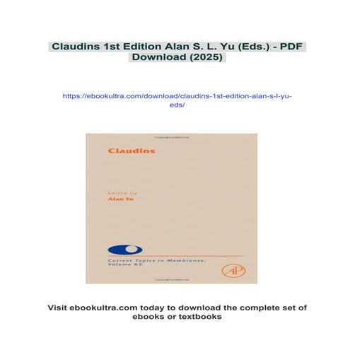 Claudins 1st Edition Alan S. L. Yu (Eds.) | PDF