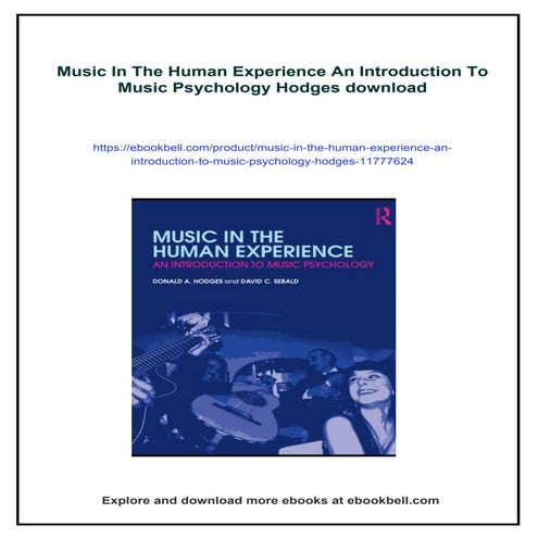 Music In The Human Experience An Introduction To Music Psychology ...