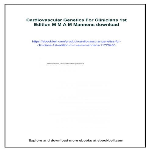 Cardiovascular Genetics For Clinicians 1st Edition M M A M Mannens | PDF