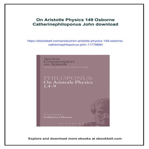 On Aristotle Physics 149 Osborne Catherinephiloponus John | PDF
