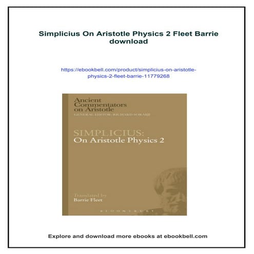 Simplicius On Aristotle Physics 2 Fleet Barrie | PDF