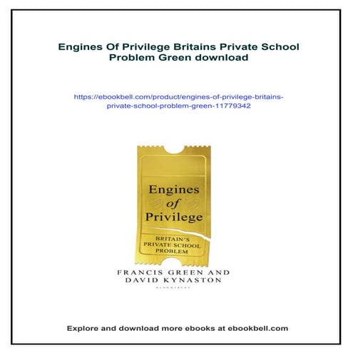 Engines Of Privilege Britains Private School Problem Green | PDF