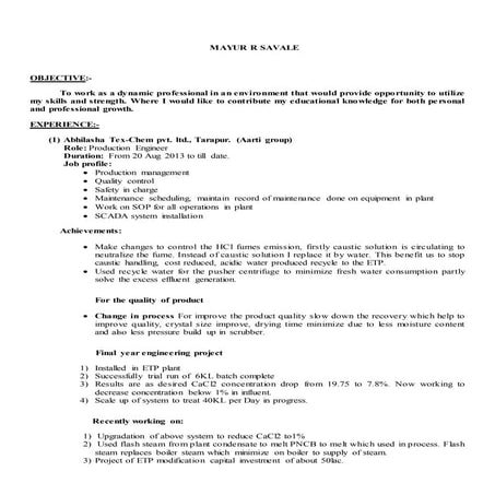 mayur r savale resume | PDF