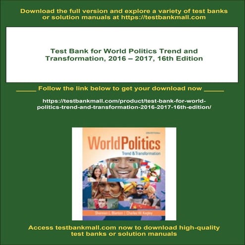 Test Bank for World Politics Trend and Transformation, 2016 – 2017 ...