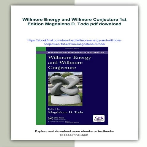 Willmore Energy and Willmore Conjecture 1st Edition Magdalena D. Toda | PDF