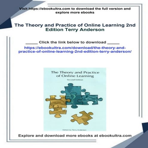 The Theory and Practice of Online Learning 2nd Edition Terry Anderson | PDF