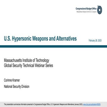 A Presentation About U.S. Hypersonic Weapons and Alternatives | PDF